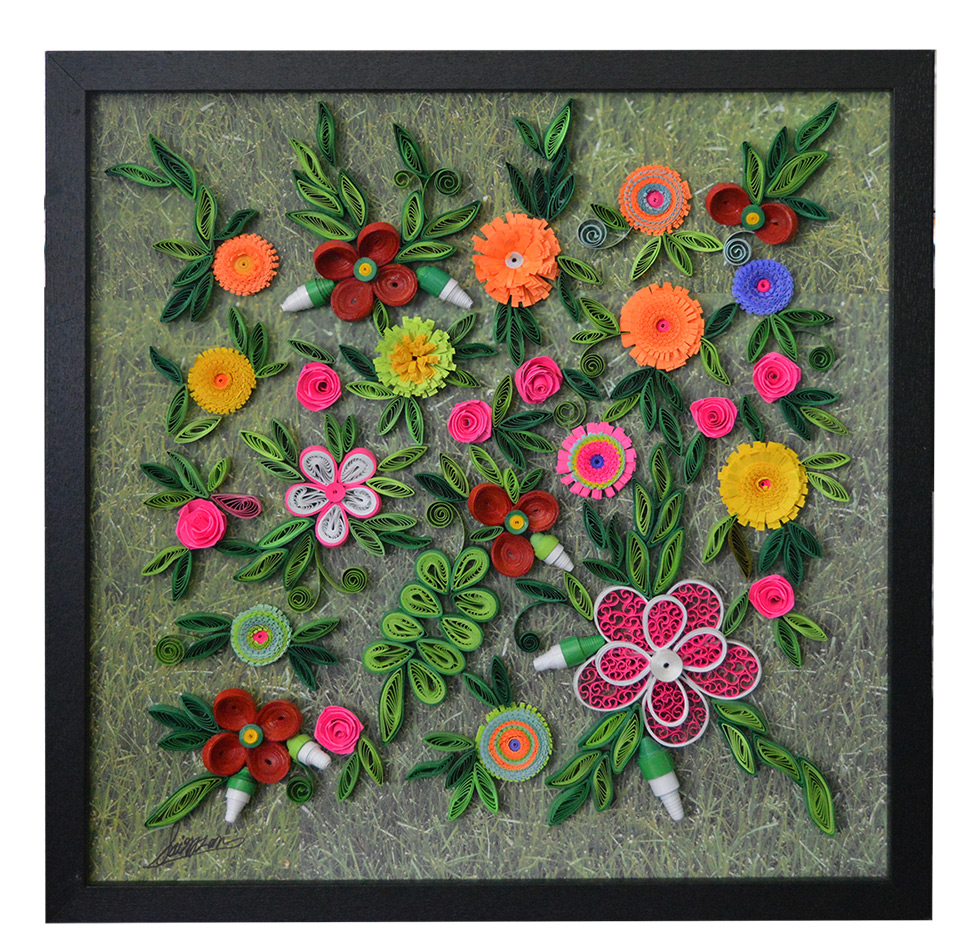 Flowers Garden, Quilled Paper Art (13×13), Framed, Original Handmade ...