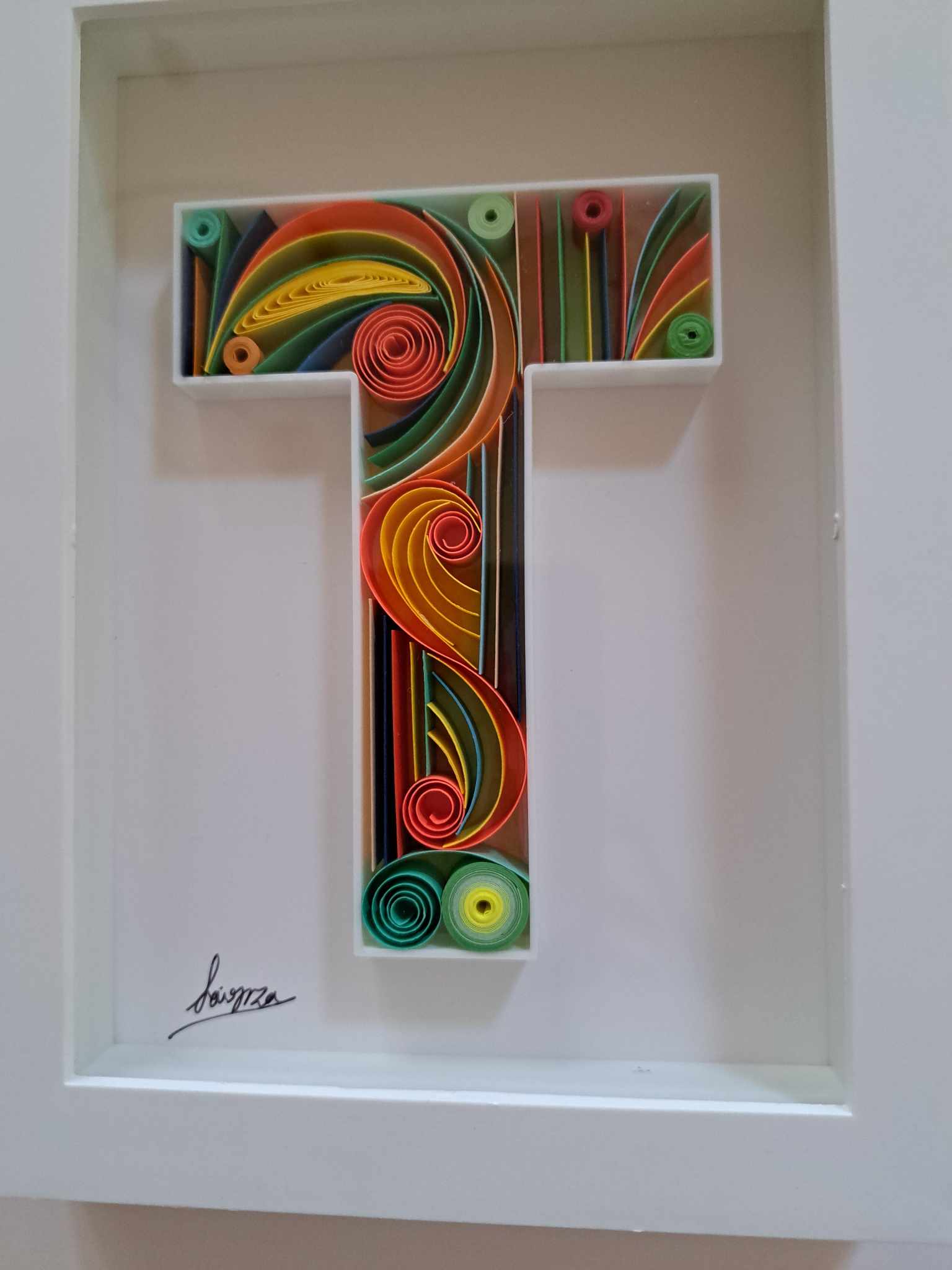 T – Quilled wall paper art – Letter T – Quilling paper art ...