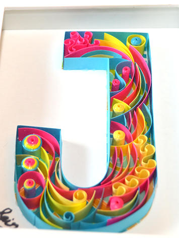 J – Quilling wall paper art – Letter J – Paper art – Personalized ...