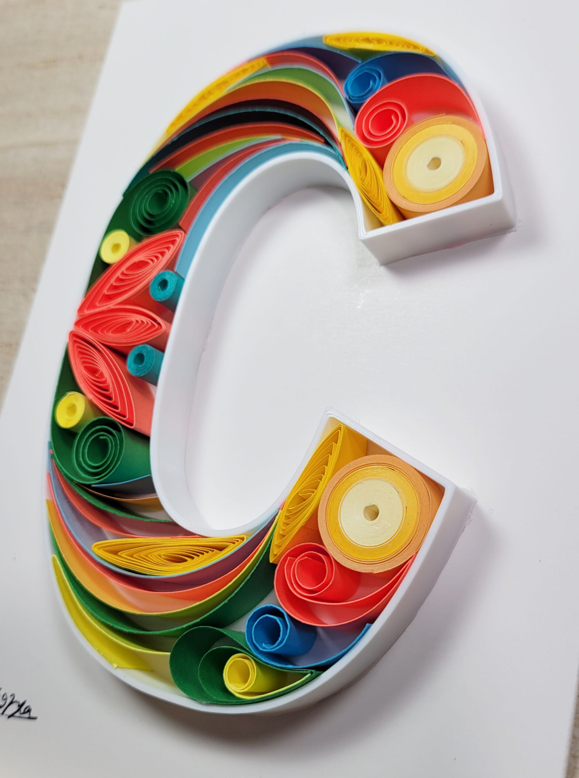 Letter C – Quilling wall paper art, Custom, Framed, Monogram ...