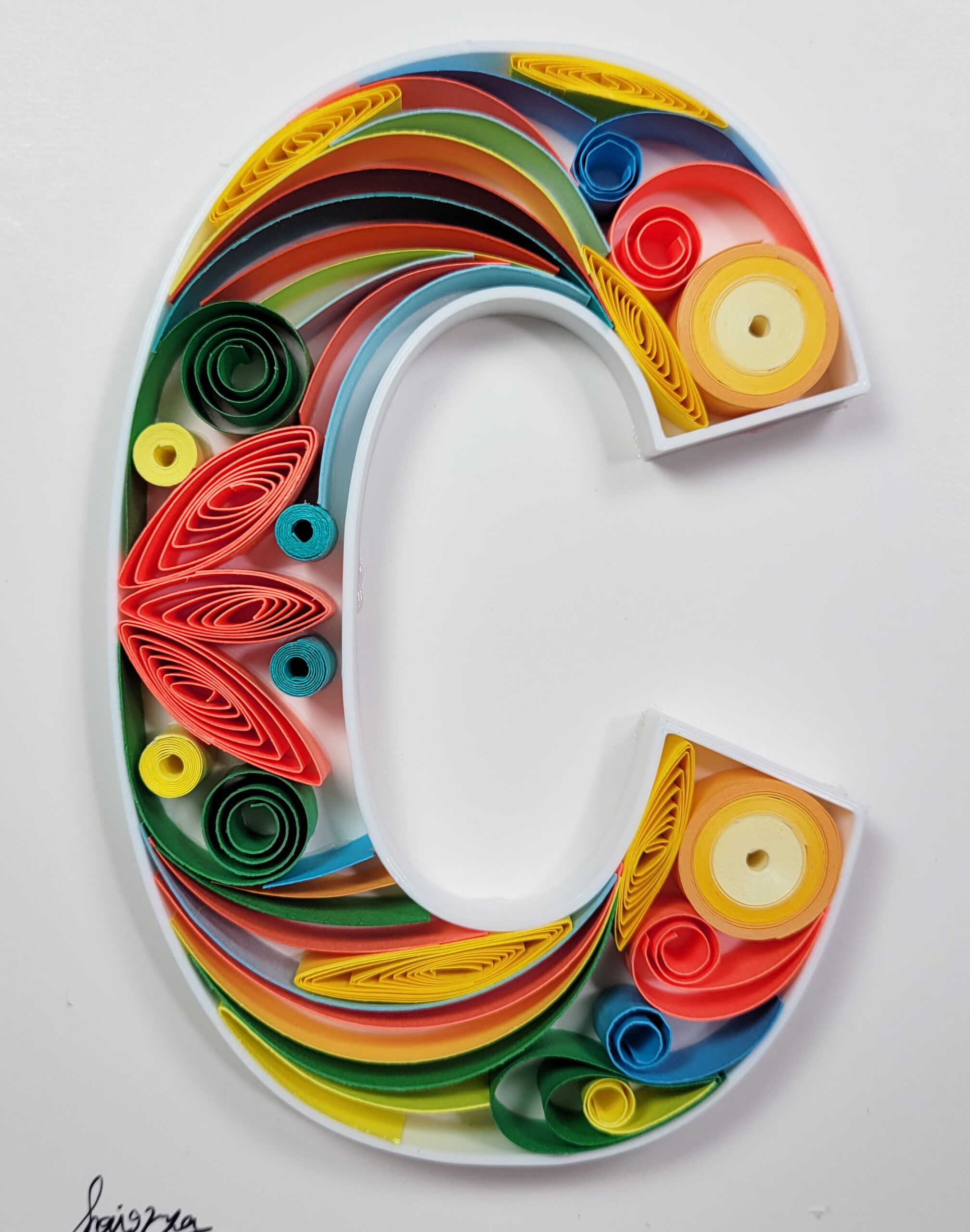 Letter C – Quilling wall paper art, Custom, Framed, Monogram ...